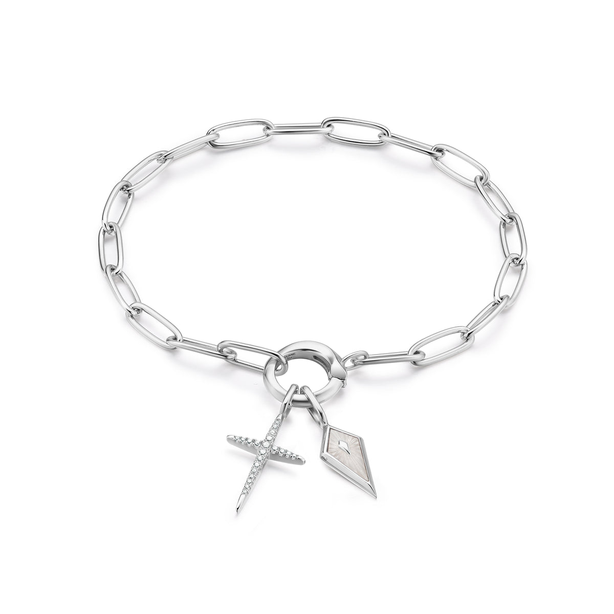 Silver Link Charm Chain Connector Bracelet – Ania Haie US