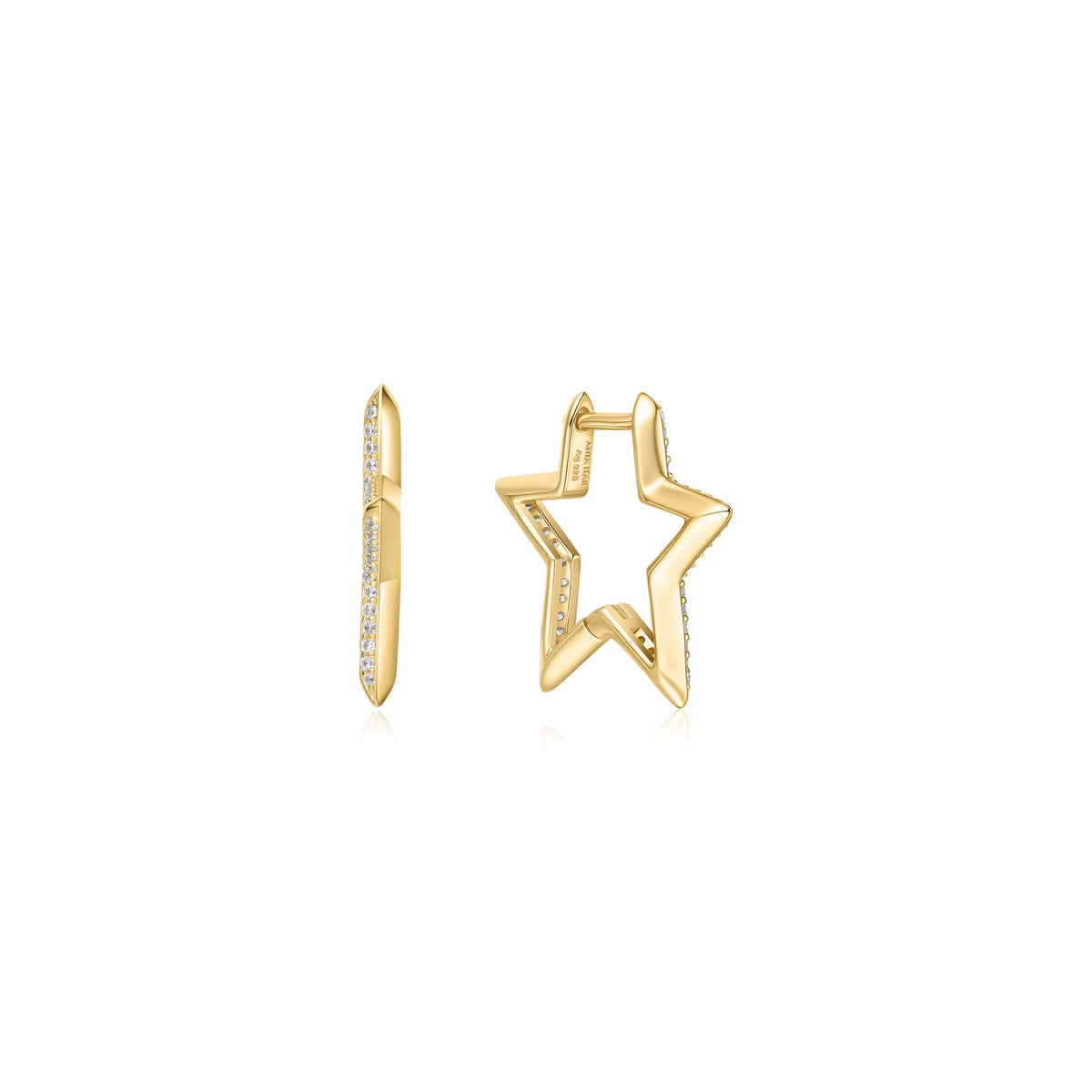 Gold Medium Star Pavé Hoop Earrings – Ania Haie US