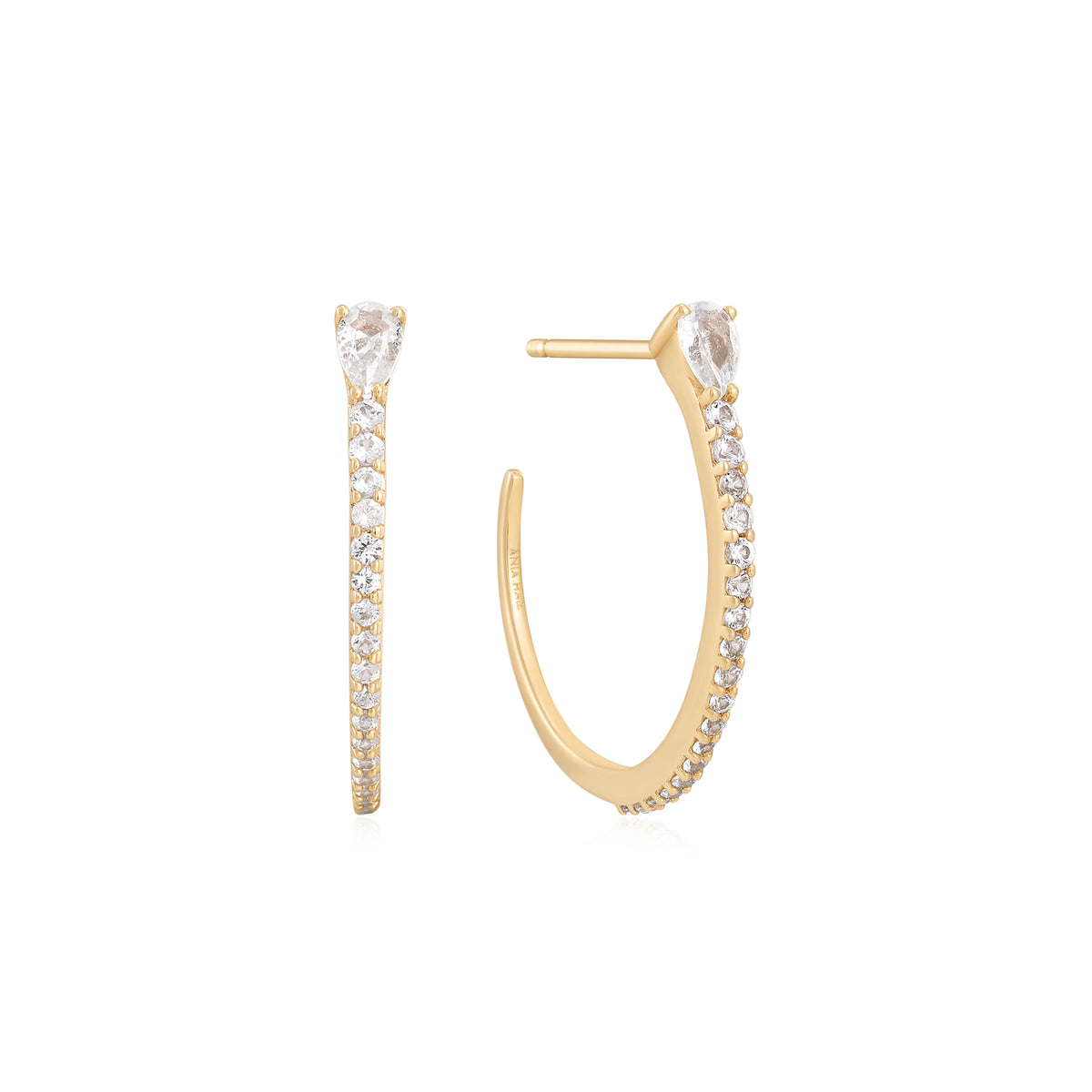14kt Gold White Sapphire Hoop Earrings – Ania Haie US