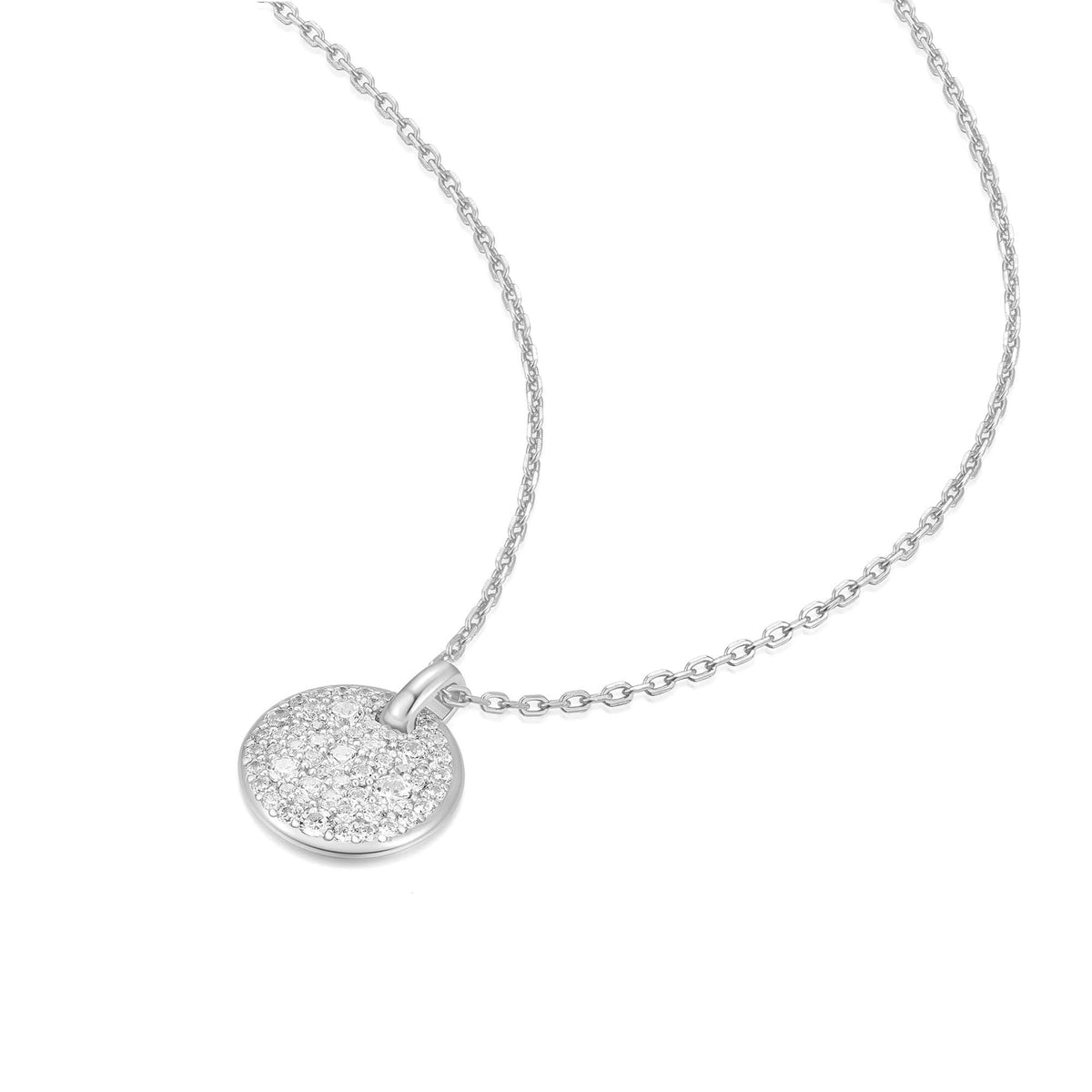 Silver Large Pavé Disc Necklace – Ania Haie US