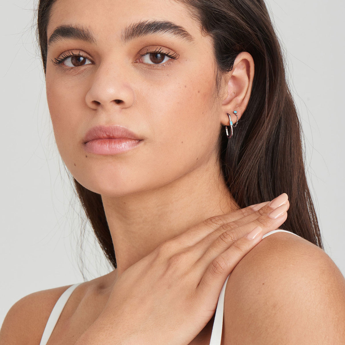 Turquoise Oval Silver Hoop Earrings – Ania Haie US