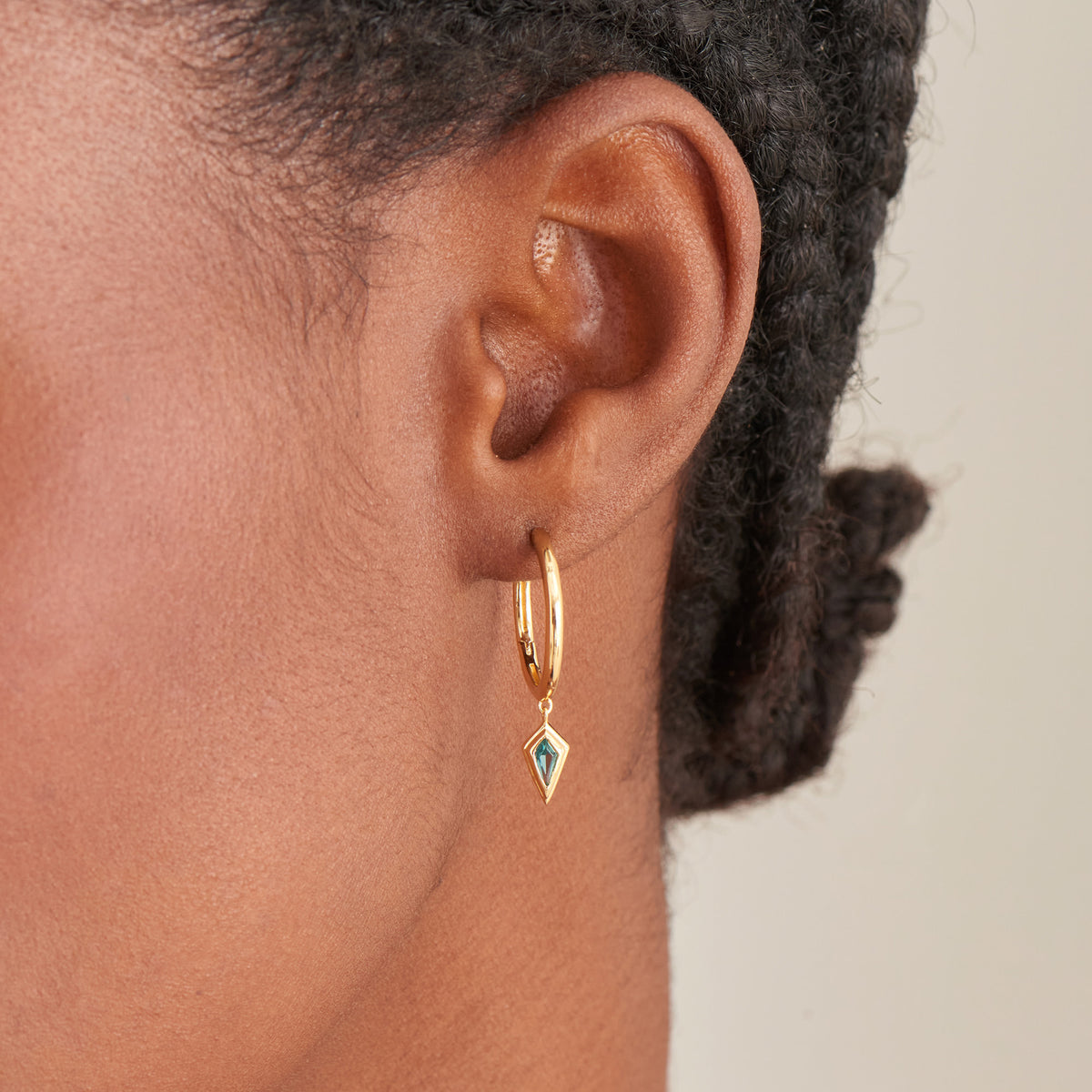 Gold Teal Sparkle Drop Pendant Hoop Earrings – Ania Haie US
