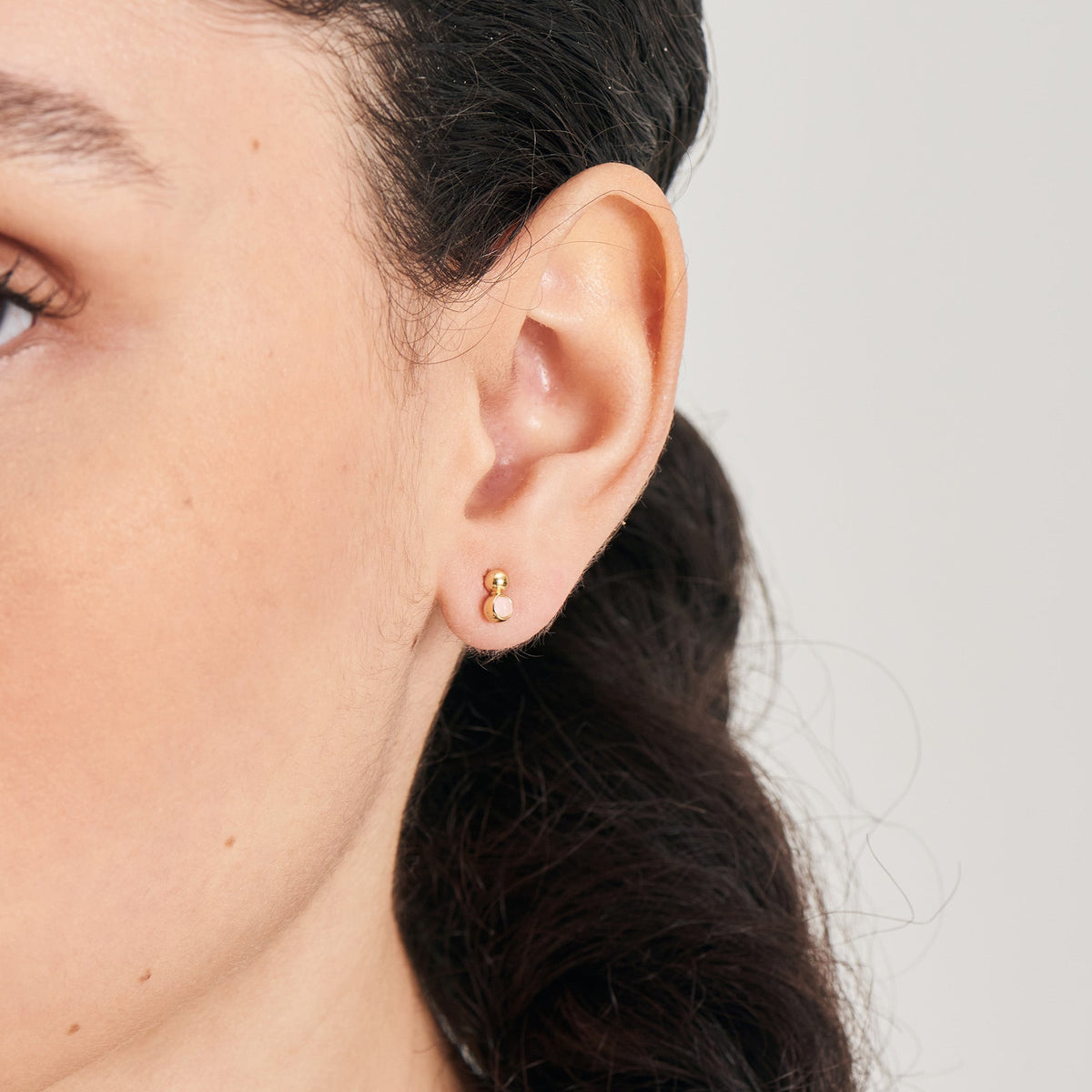 Gold Orb Rose Quartz Stud Earrings – Ania Haie US