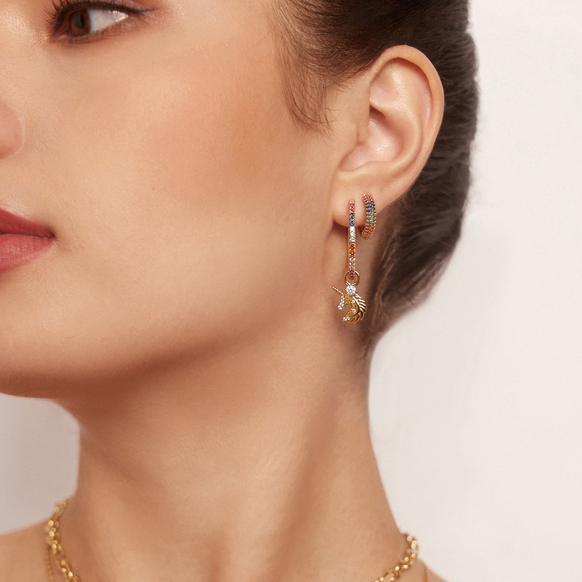 Gold Rainbow Pavé Hoop Earrings – Ania Haie US