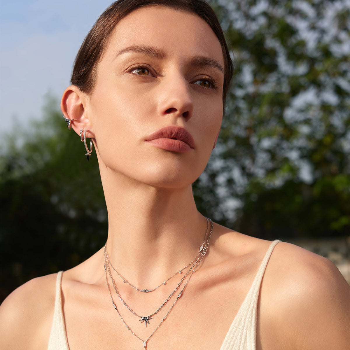 Silver Black Agate Drop Hoop Earrings – Ania Haie US