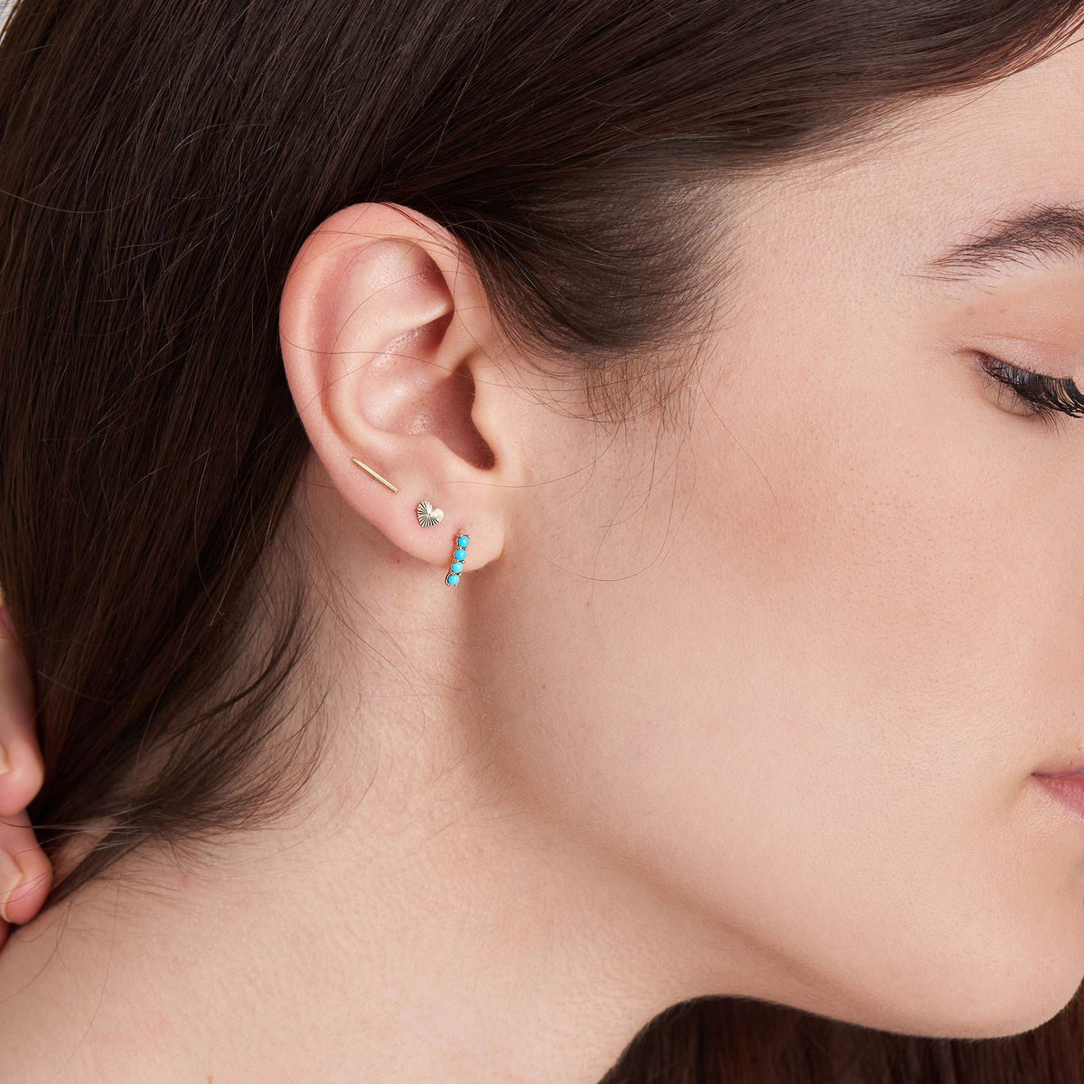 14kt Gold Turquoise Cabochon Bar Stud Earrings – Ania Haie US