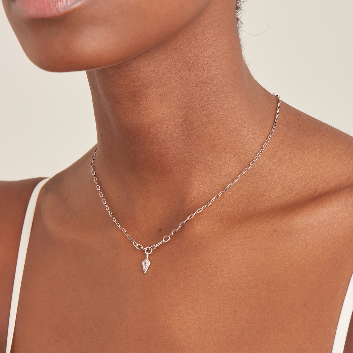 Silver Sparkle Drop Pendant Chunky Chain Necklace – Ania Haie US
