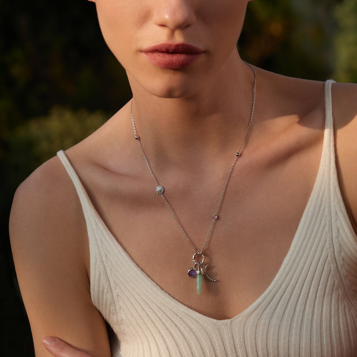 Silver Octagon Lilac Quartz Charm – Ania Haie US