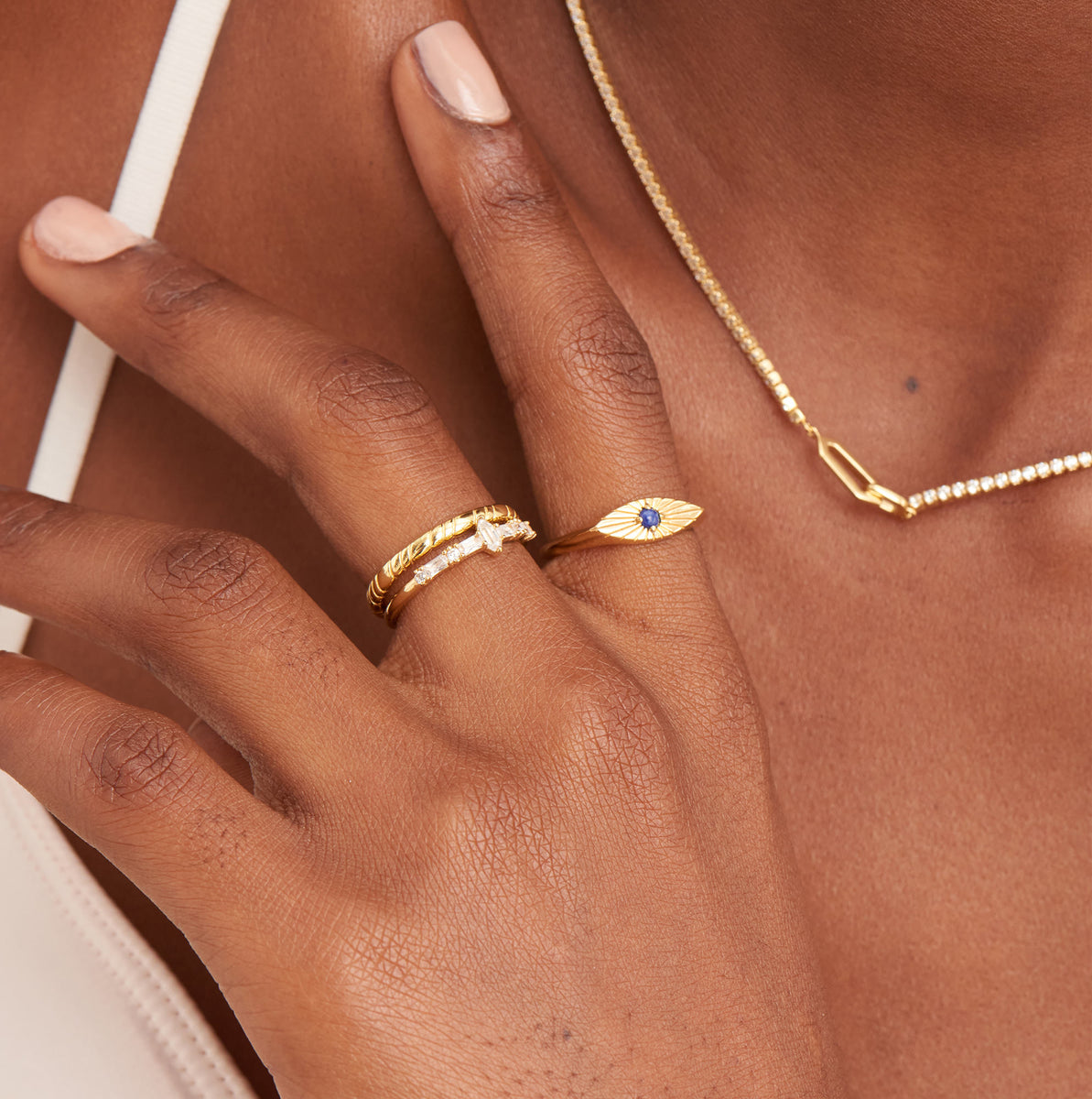 Gold Sparkle Multi Stone Band Ring – Ania Haie US