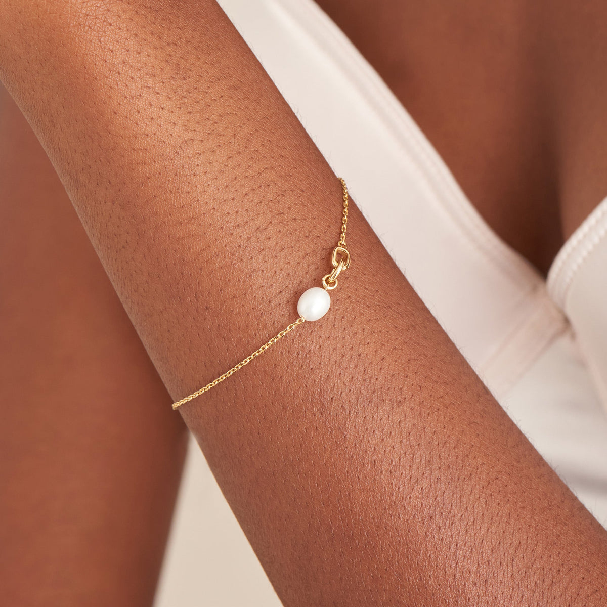 Gold Pearl Link Chain Bracelet – Ania Haie US