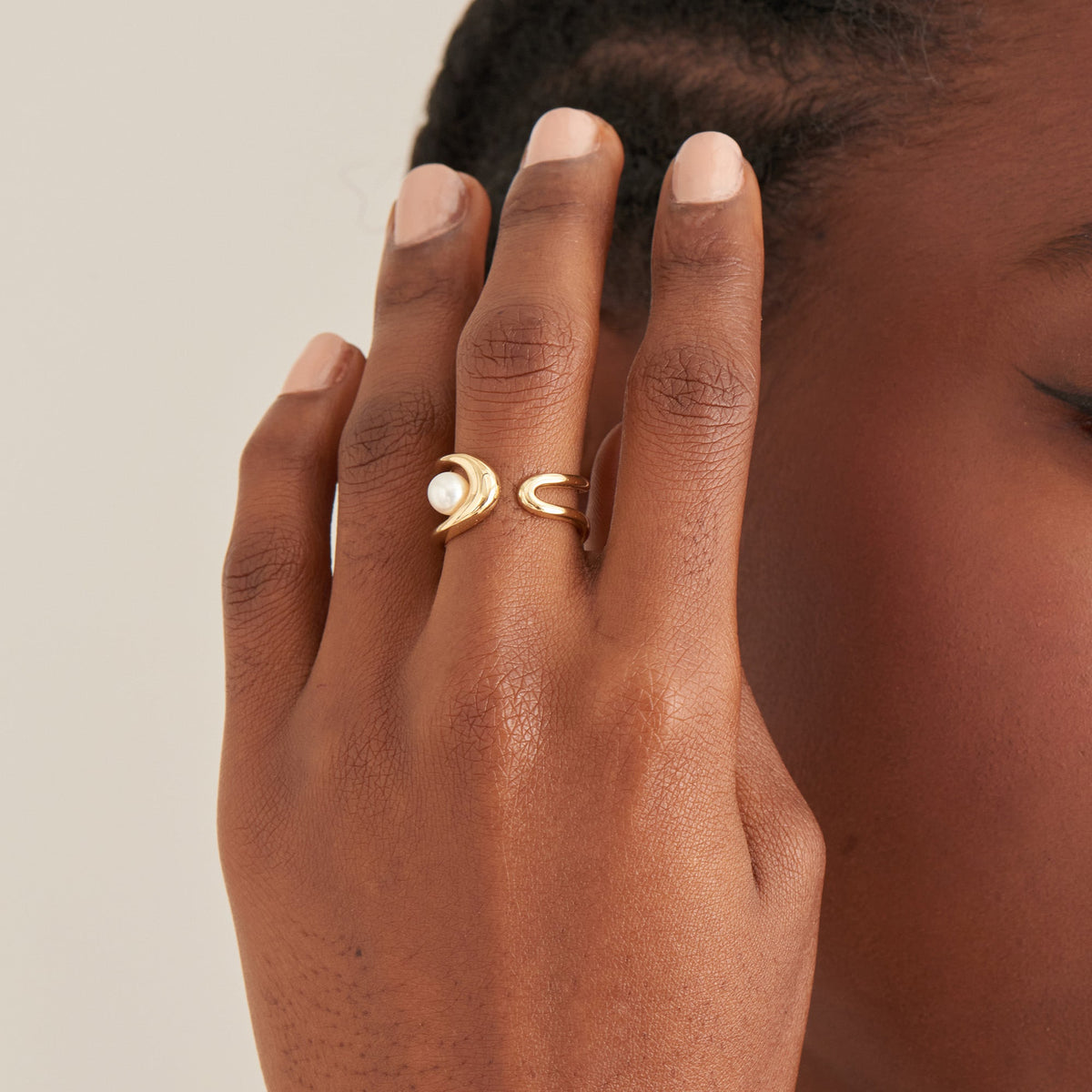 Gold Pearl Sculpted Adjustable Ring – Ania Haie US