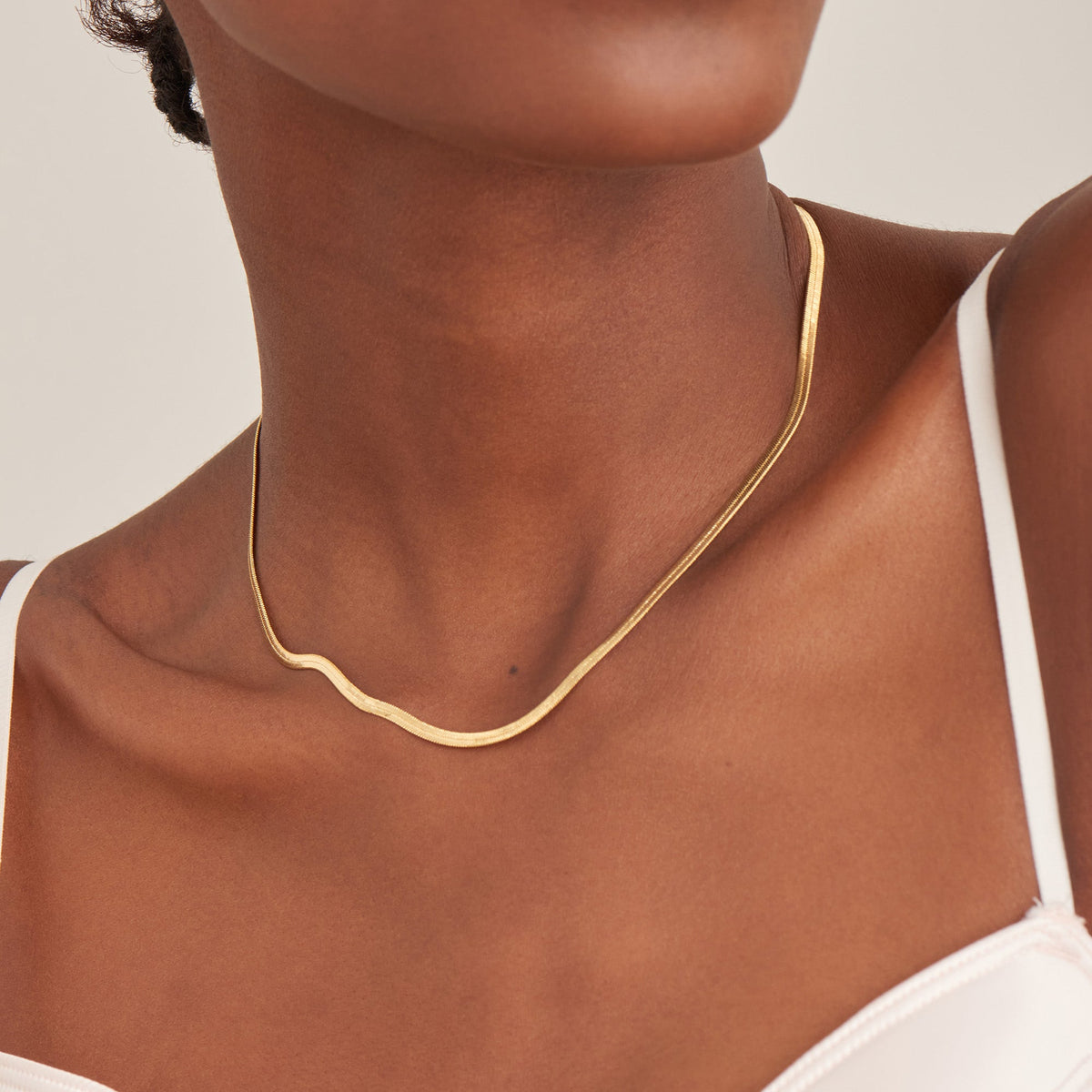 Flat Snake Chain Necklace Gold