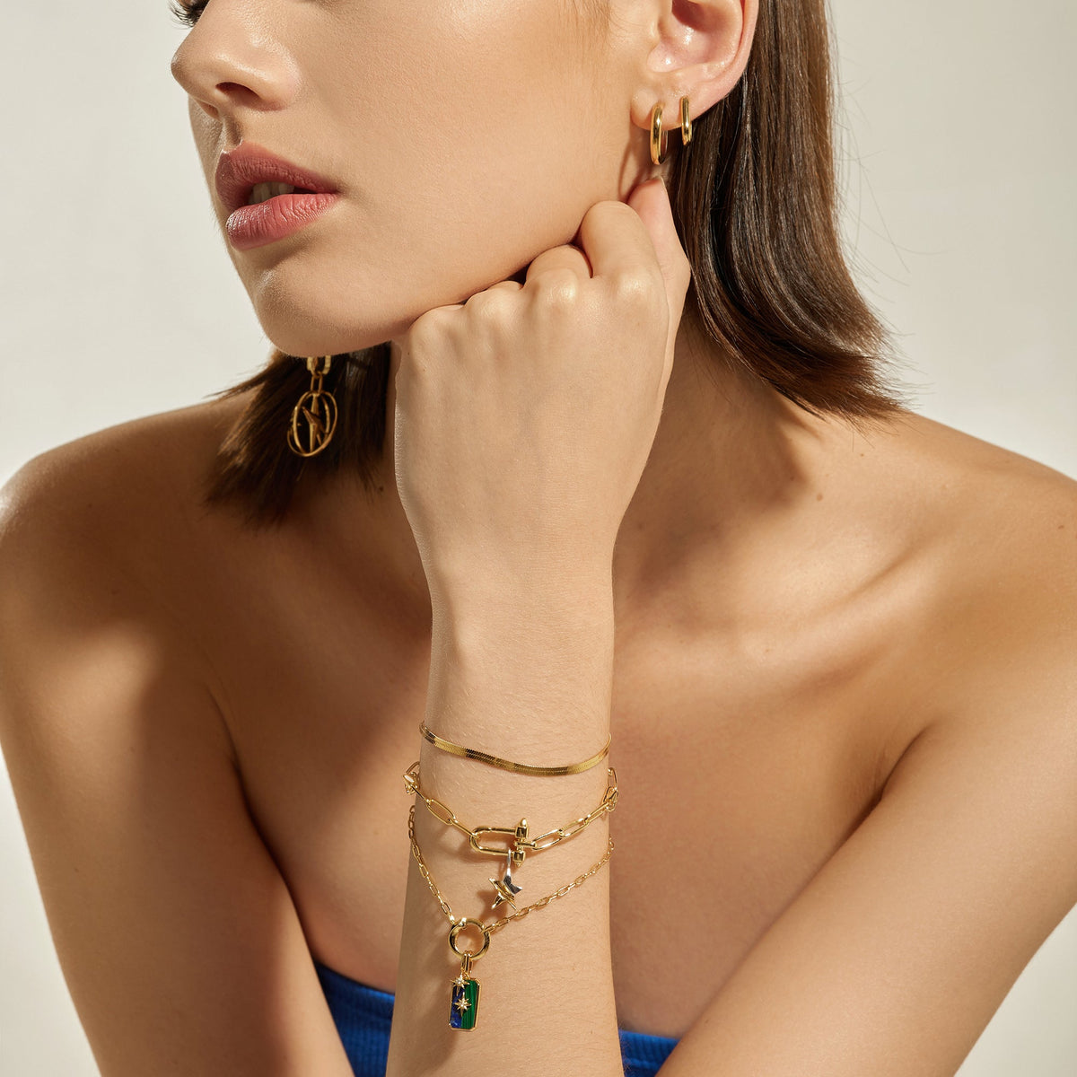 Gold Stud Link Charm Bracelet – Ania Haie US