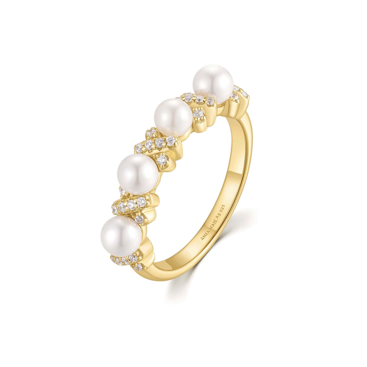 Gold Sparkling Braided Shell Pearl Ring – Ania Haie US
