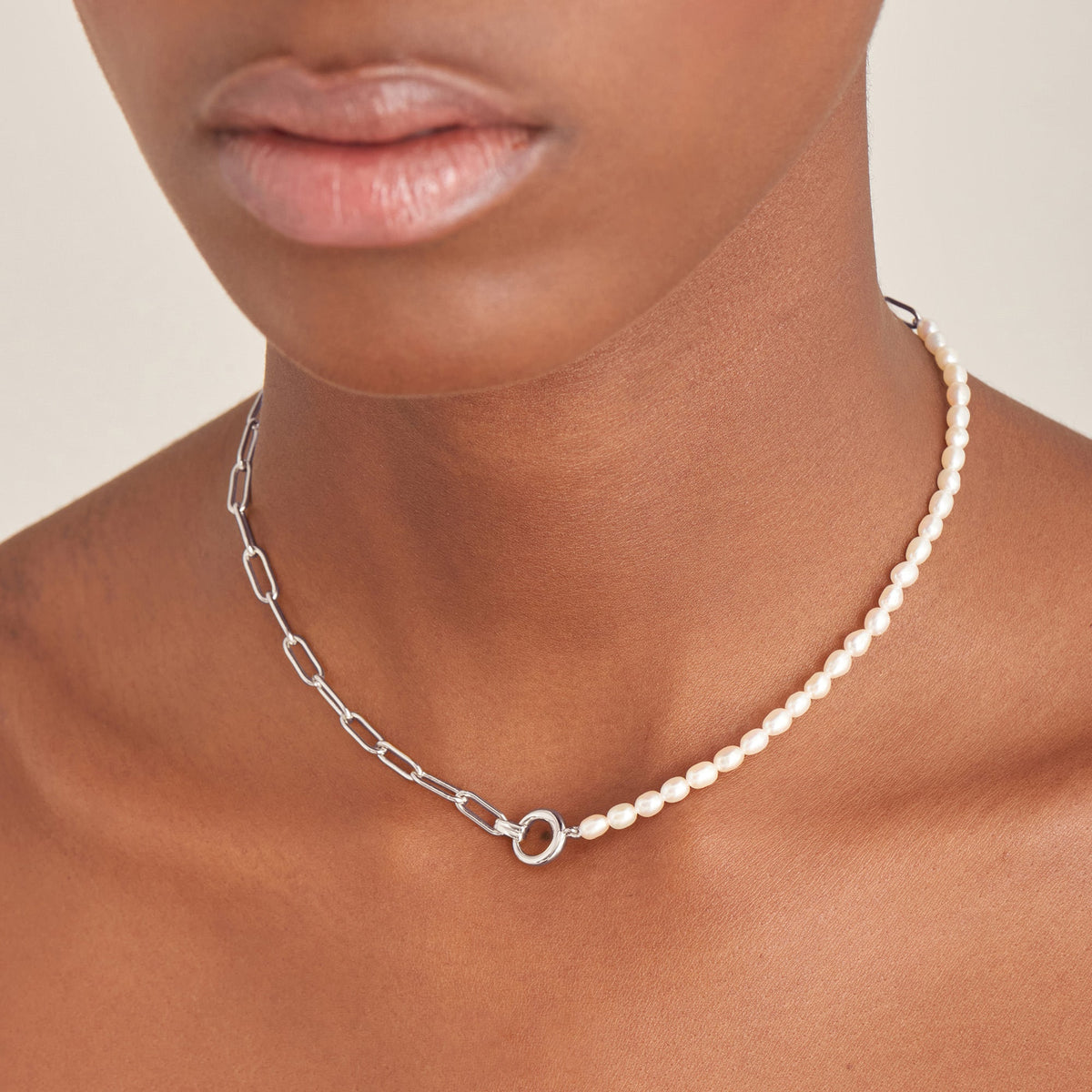 Silver Pearl Chunky Link Chain Necklace – Ania Haie US